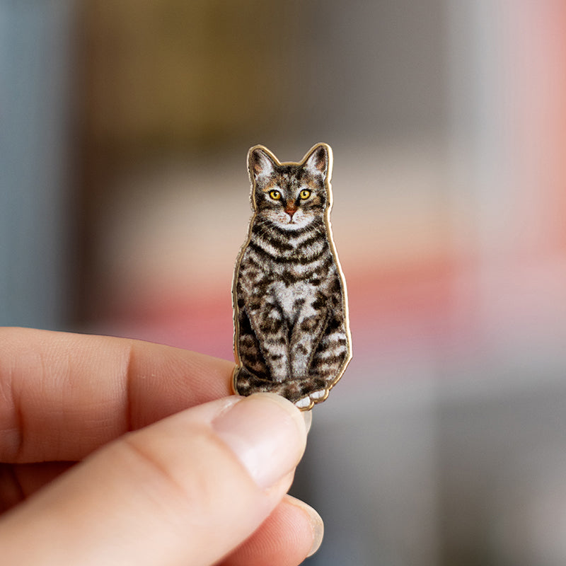 Black American Shorthair Cat Enamel Pin | The Gray Muse - Pin Gift Shop