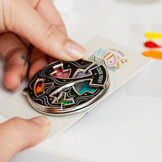 Color Fidget Interactive Enamel Spinner Pin, Keychain or Magnet – The ...