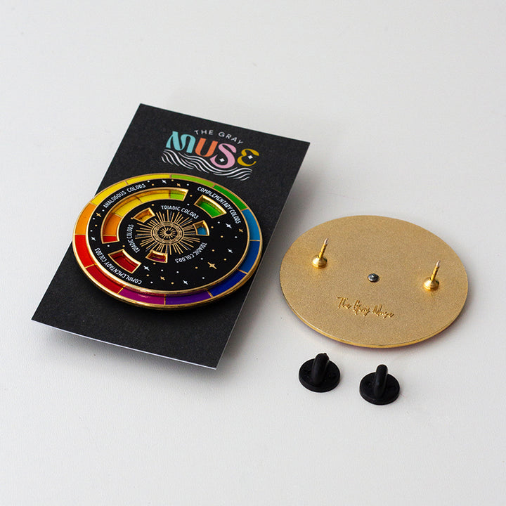 Rainbow Color Wheel Interactive Enamel Spinner Pin | The Gray Muse ...