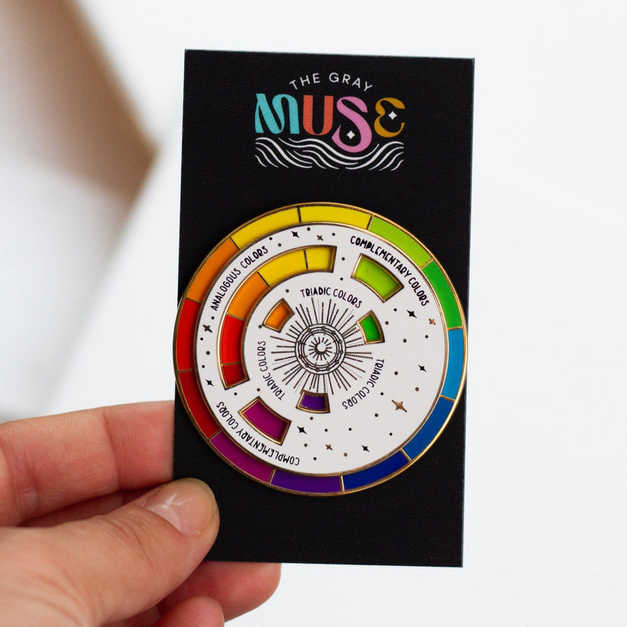 Rainbow Color Wheel Interactive Enamel Spinner Pin | The Gray Muse ...