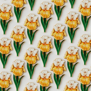 Bearded Iris Yellow Floral Enamel Pin | The Gray Muse - Pin Gift Shop