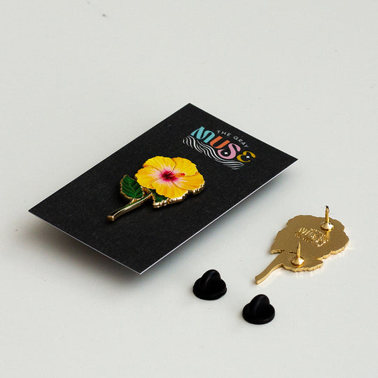 Hibiscus Yellow Floral Enamel Pin, Hawaii State Flower | The Gray Muse ...