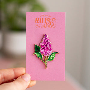 Lilac Purple Floral Enamel Pin | The Gray Muse - Pin Gift Shop
