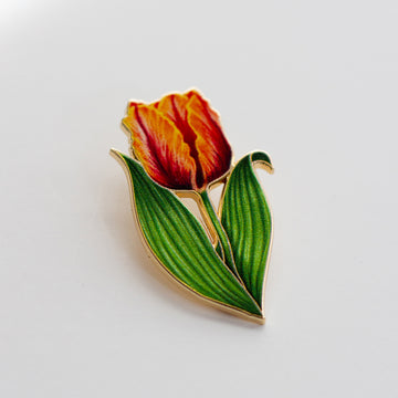 Tulip Orange Floral Enamel Pin | The Gray Muse - Pin Gift Shop