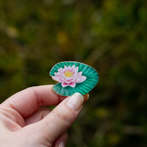 Water Lily Pink Floral Enamel Pin, July Birth Month Flower | The Gray ...