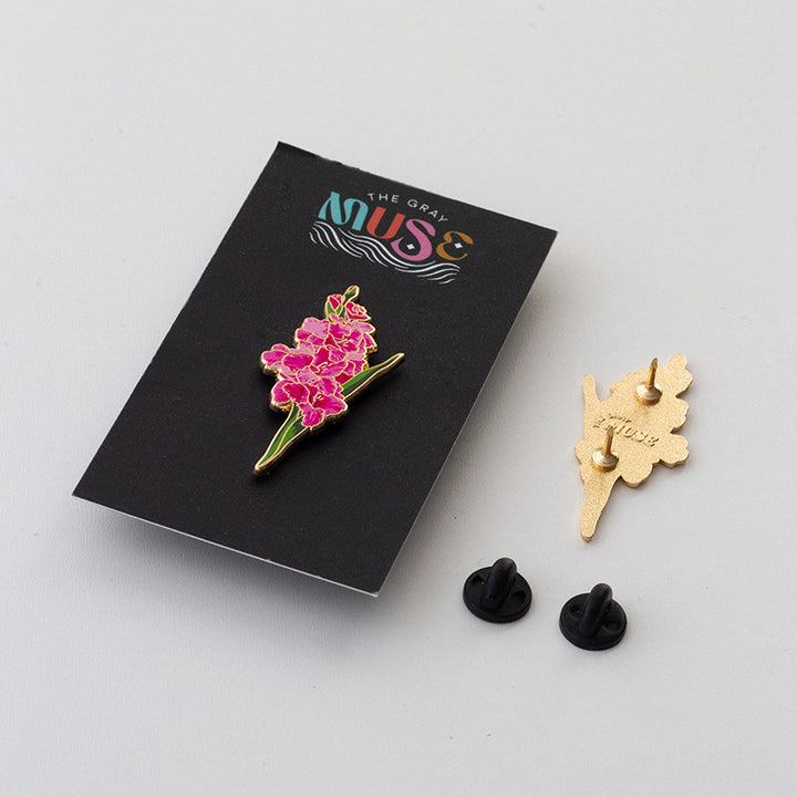 Gladiolus Floral Enamel Pin | The Gray Muse - Pin Gift Shop