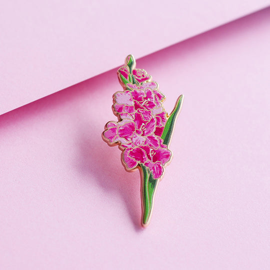 Gladiolus Floral Enamel Pin | The Gray Muse - Pin Gift Shop