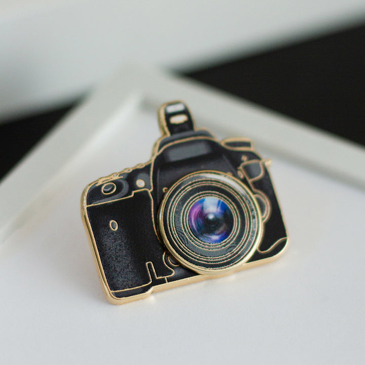 DSLR Camera Interactive Enamel Pin | The Gray Muse - Pin Gift Shop