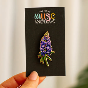 Lupine Floral Enamel Pin | The Gray Muse - Pin Gift Shop