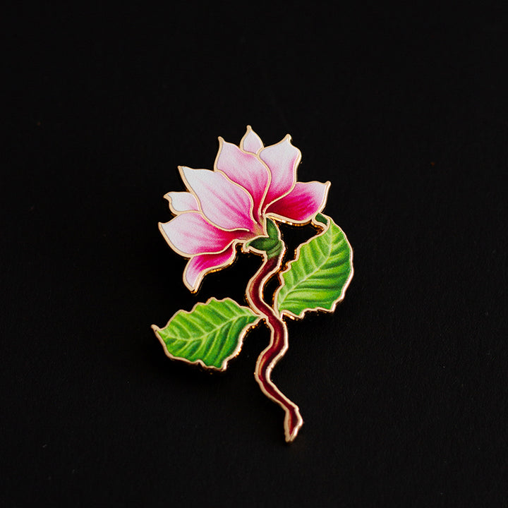 Magnolia Pink Floral Enamel Pin | The Gray Muse - Pin Gift Shop