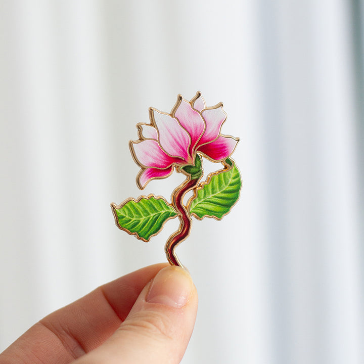 Magnolia Pink Floral Enamel Pin | The Gray Muse - Pin Gift Shop