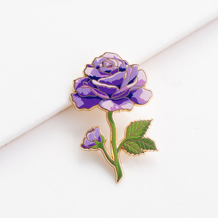 Purple Rose Floral Enamel Pin | The Gray Muse - Pin Gift Shop