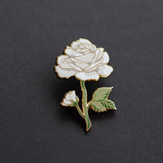 White Rose Floral Enamel Pin | The Gray Muse - Pin Gift Shop