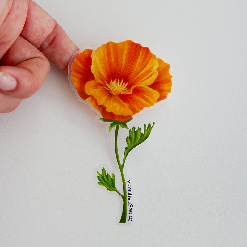 California Poppy Floral Enamel Pin | The Gray Muse - Pin Gift Shop