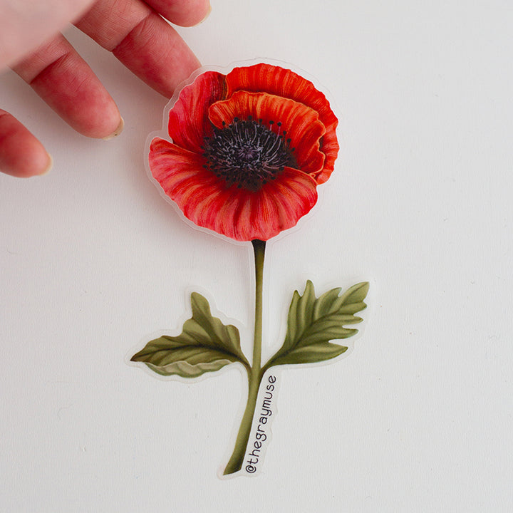 Poppy (Red) Floral Matte Sticker – The Gray Muse