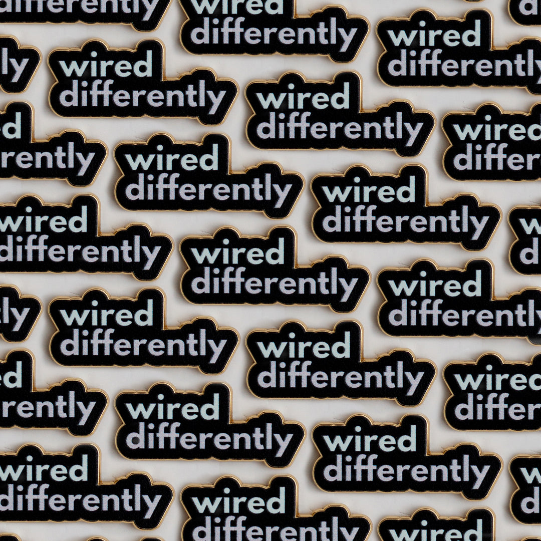 Wired Differently Text Enamel Pin | The Gray Muse - Pin Gift Shop