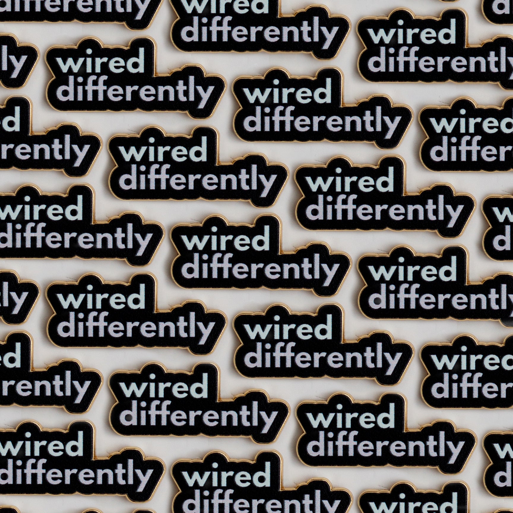 Wired Differently Text Enamel Pin | The Gray Muse - Pin Gift Shop