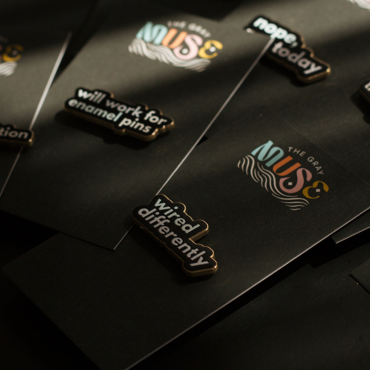 Wired Differently Text Enamel Pin | The Gray Muse - Pin Gift Shop