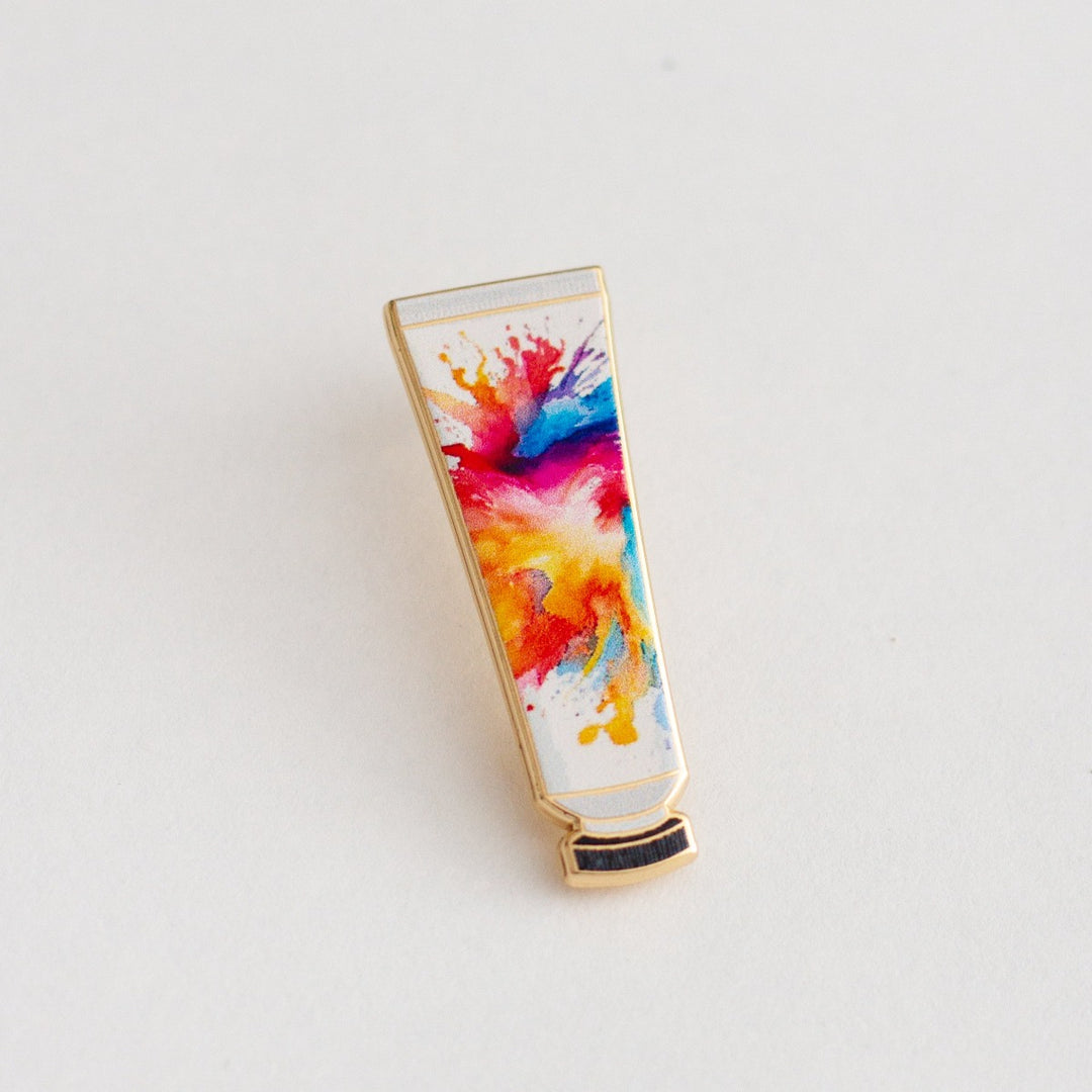 Rainbow Watercolor Paint Tube Enamel Pin | The Gray Muse - Pin Gift Shop