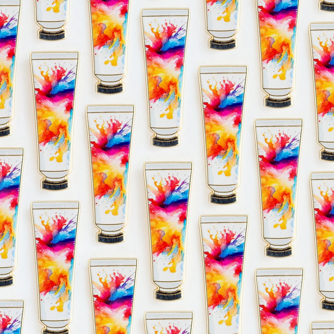 Rainbow Watercolor Paint Tube Enamel Pin | The Gray Muse - Pin Gift Shop