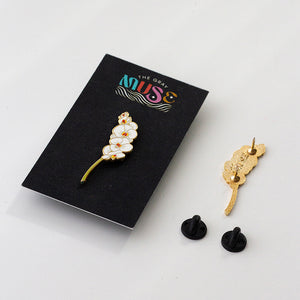 White Orchid Floral Enamel Pin | The Gray Muse - Pin Gift Shop