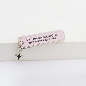 Progress Ruler Self Care Enamel Pin with Charm Flair | The Gray Muse
