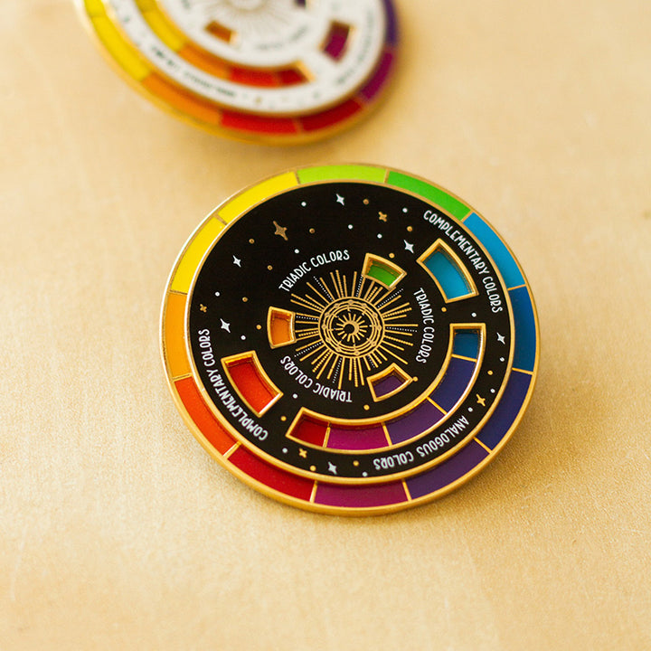 Rainbow Color Wheel Interactive Enamel Spinner Pin | The Gray Muse ...