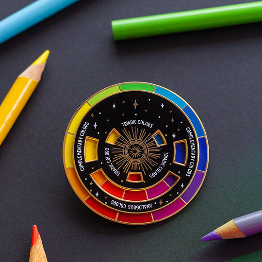 Rainbow Color Wheel Interactive Enamel Spinner Pin | The Gray Muse ...