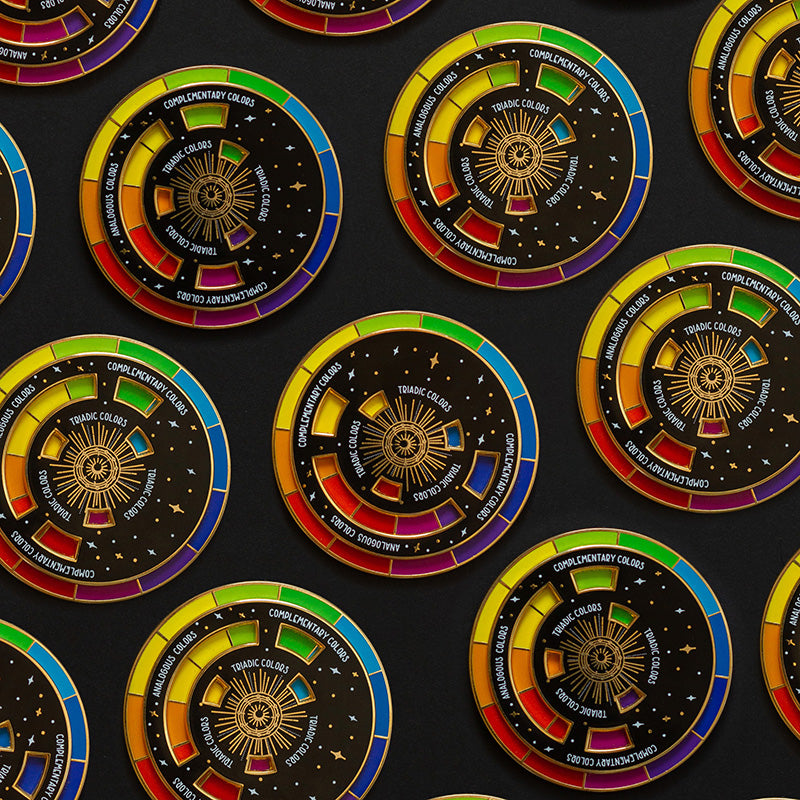 Rainbow Color Wheel Interactive Enamel Spinner Pin | The Gray Muse