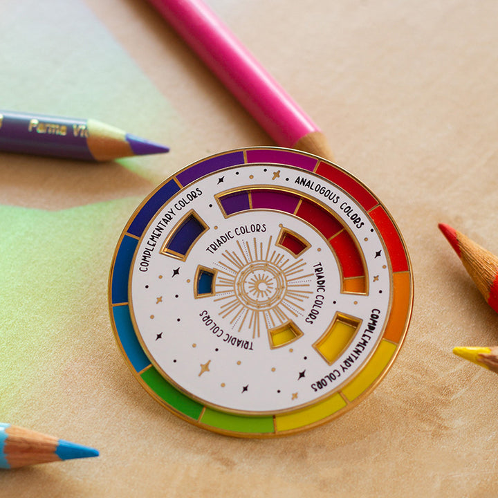 Rainbow Color Wheel Interactive Enamel Spinner Pin | The Gray Muse ...