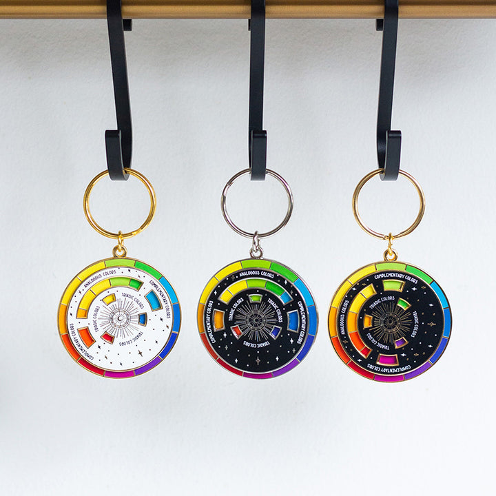 Rainbow Color Wheel Interactive Enamel Spinner Keychain | The Gray Muse ...