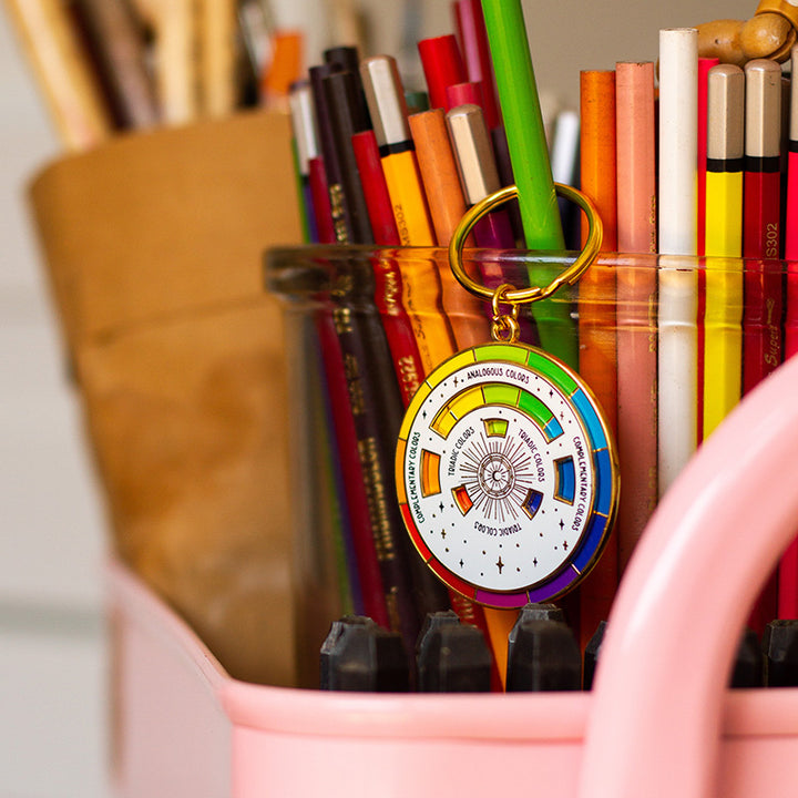 Rainbow Color Wheel Interactive Enamel Spinner Keychain | The Gray Muse ...
