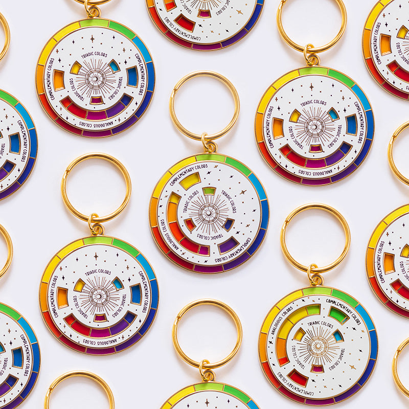 Rainbow Color Wheel Interactive Enamel Spinner Keychain | The Gray Muse ...