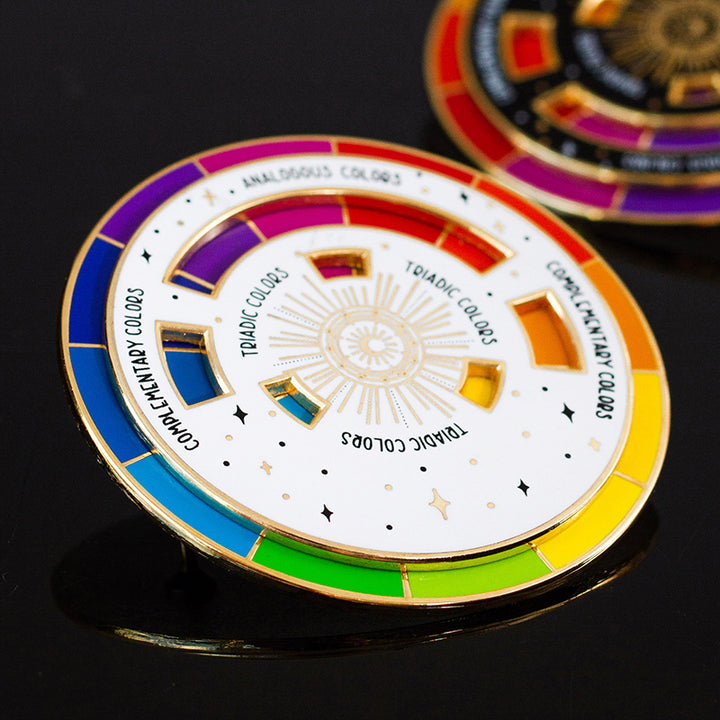 Rainbow Color Wheel Interactive Enamel Spinner Pin | The Gray Muse ...