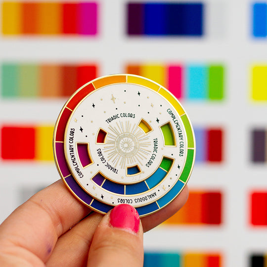 Rainbow Color Wheel Interactive Enamel Spinner Pin | The Gray Muse ...